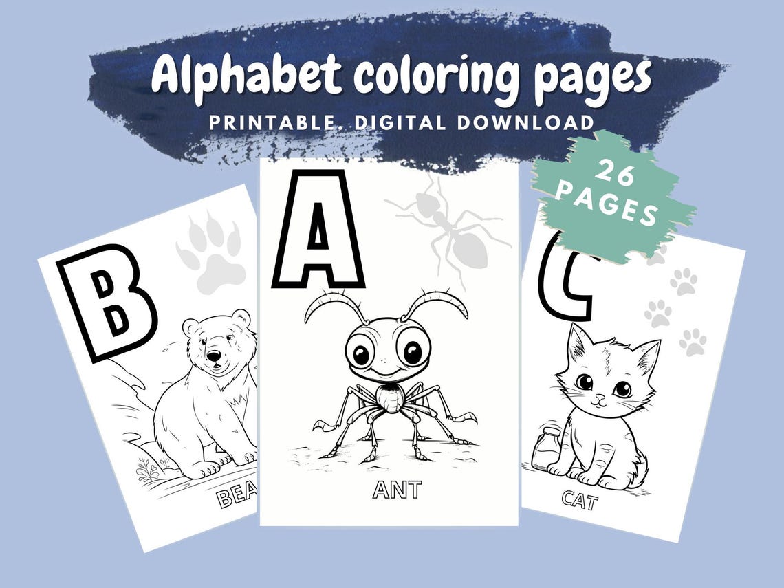 Alphabet Coloring Pages, Alphabet Coloring PDF, Coloring Pages for Kids ...