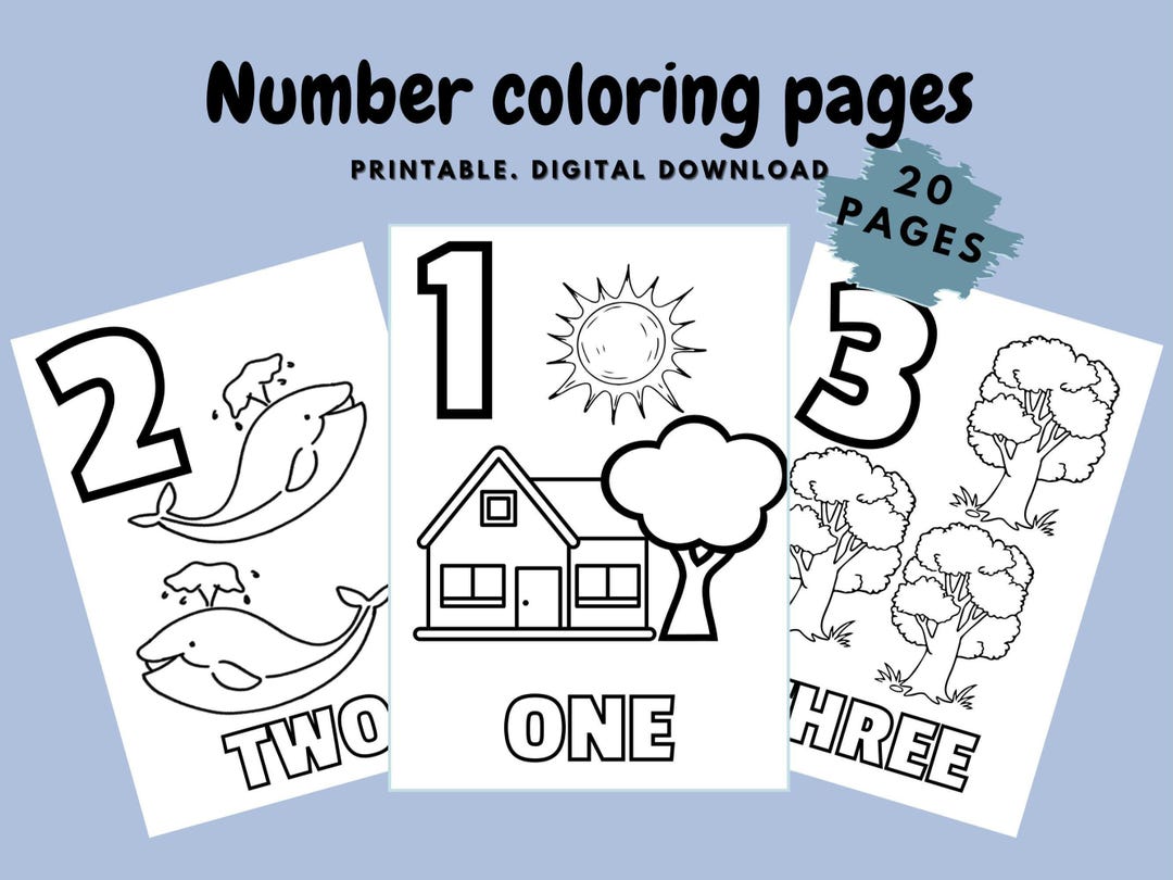 Learn Numbers by Coloring: 1-20 Preschool Printable (PDF), Instant ...