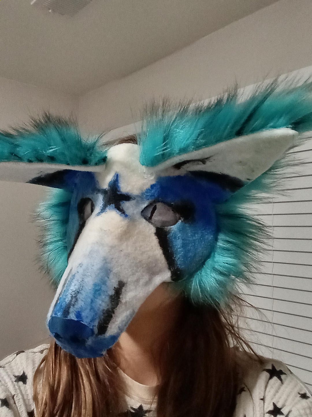 Blue Dog Therian Mask With Bendable Ears - Etsy