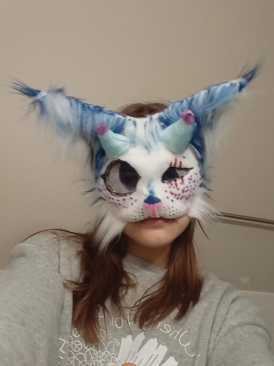 Blue Phycho Kitty Therian Mask - Etsy
