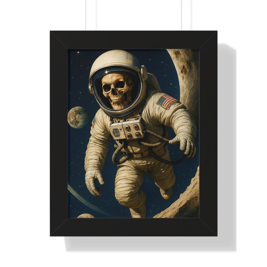 Cosmic Reaper Astronaut Skull Poster: Gothic Sci-fi Framed Wall Art - Etsy