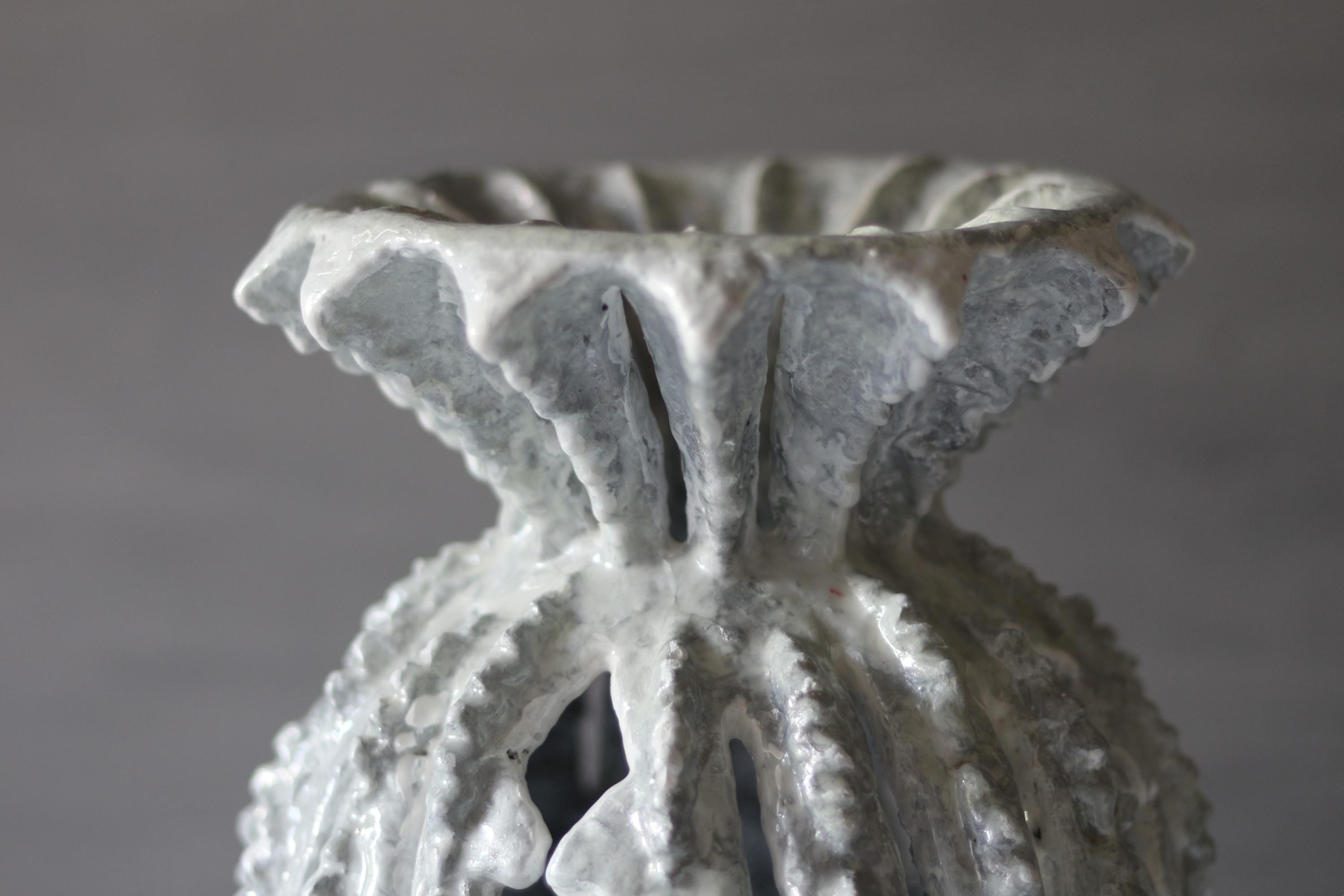 Hand-carved Palm Tree Ceramic Lantern Vase: Scenic Shadow Night Light ...