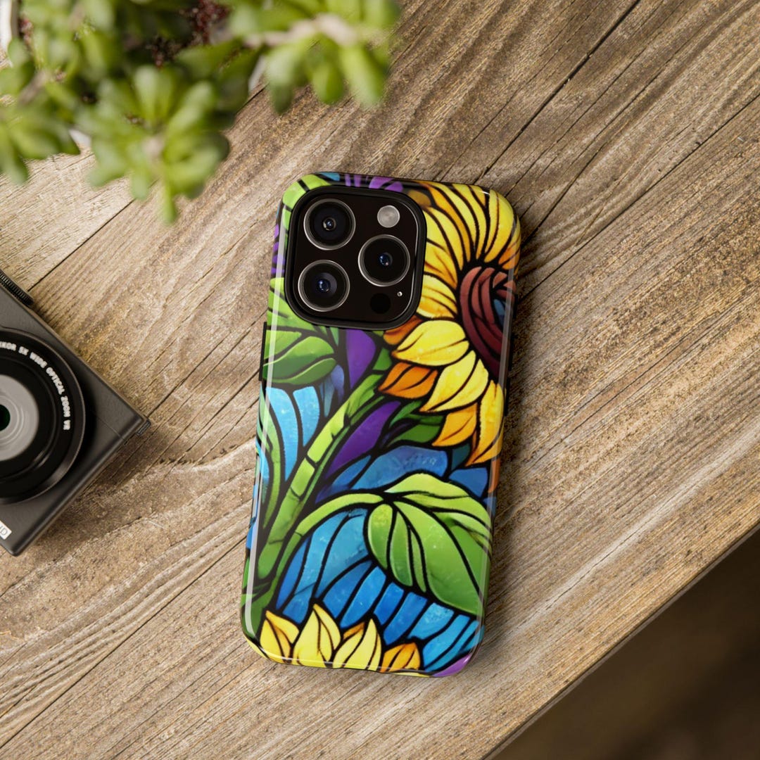 Sunflower Stained Glass Style iPhone Case - Colorful Nature Design ...