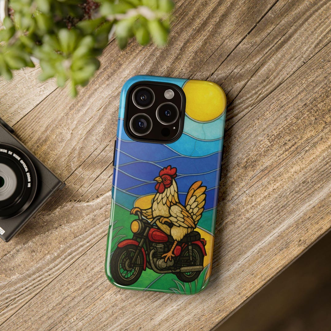 Colorful Faux Stained Glass Rooster Phone Case, Colorful Chicken ...