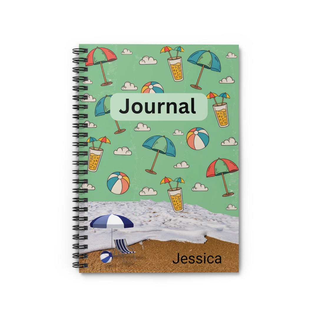 Personalized Beach-themed Spiral Notebook, Summer Journal, Travel Diary ...