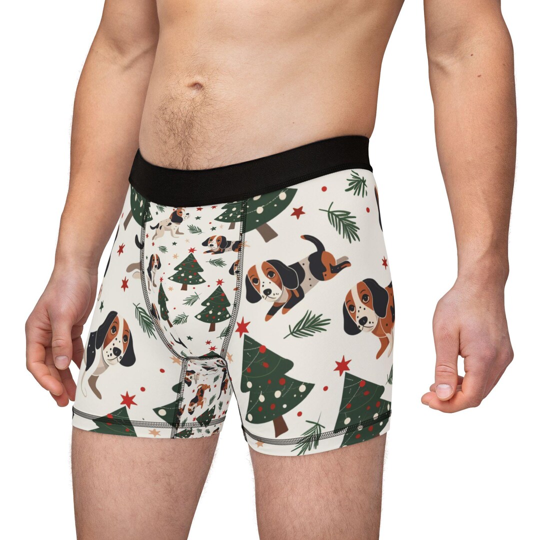 Beagle Christmas Boxers, Holiday Dog Print Men's Boxer Briefs - Etsy