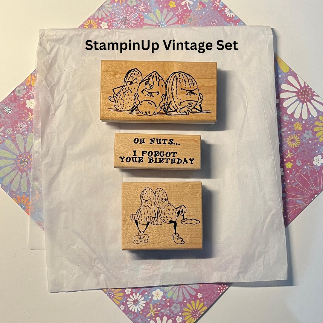 Vintage Stampin up Funny Nut Birthday Theme Stamp Set, New Unused, Wood ...