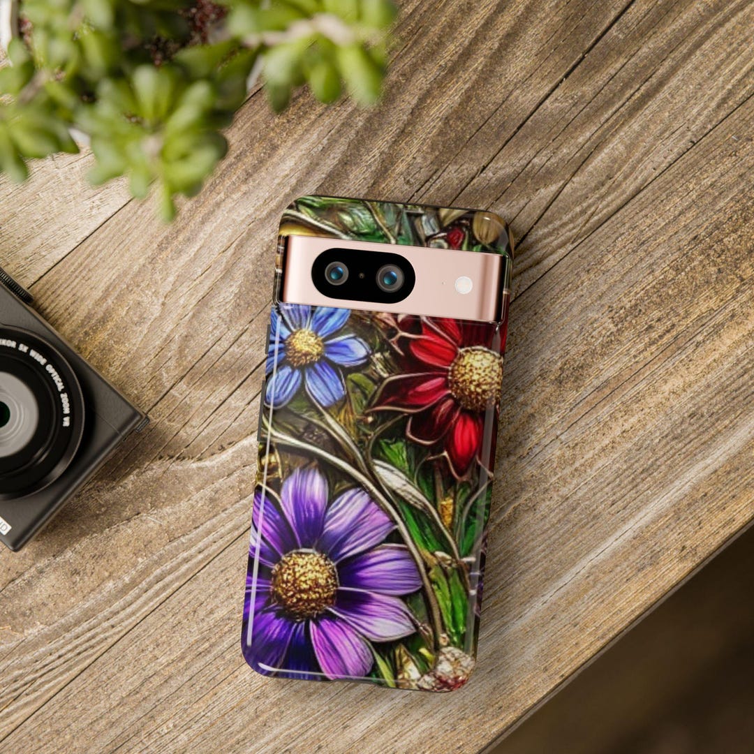 Red Purple Blue Metallic Flower Android Case, Stained Glass Effect ...