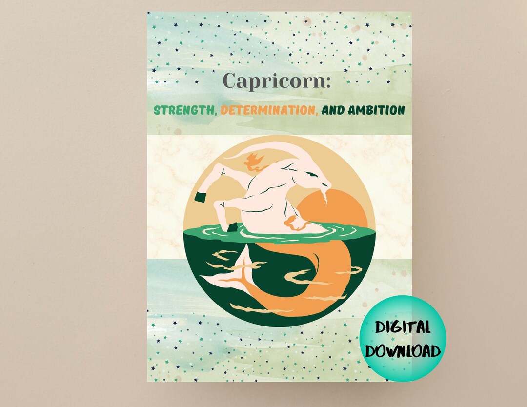 Capricorn Digital Zodiac Card – Printable Astrology Art With Strength ...