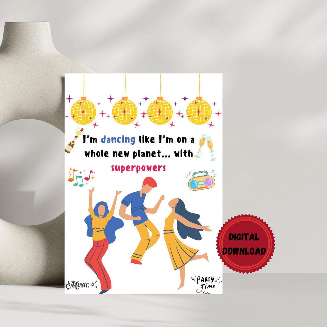 Digital Dancing Card, Funny Party Card, Digital Card for Celebration ...