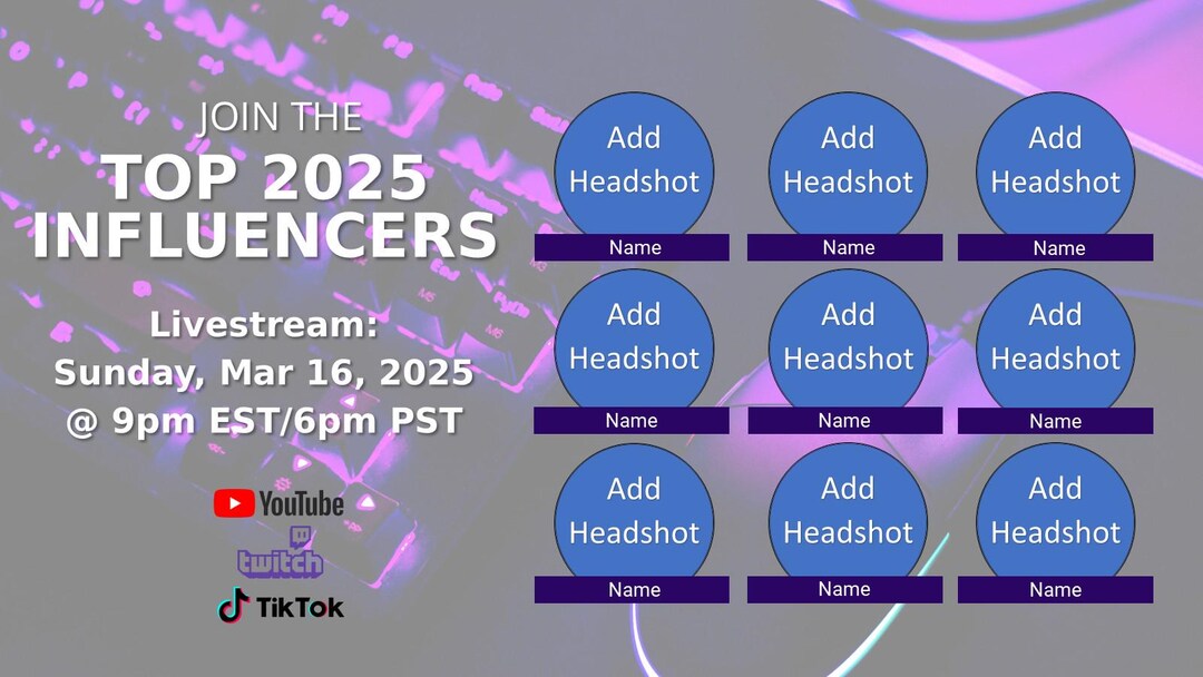 Editable Influencer Livestream Social Media Event Announcement With ...