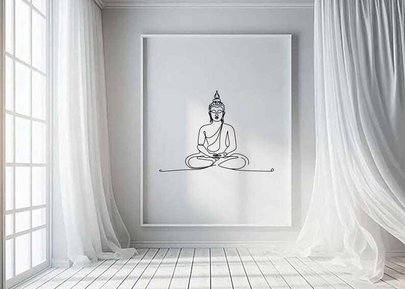 Buddha Line Art Printable - Minimalist Buddha Drawing - Instant ...
