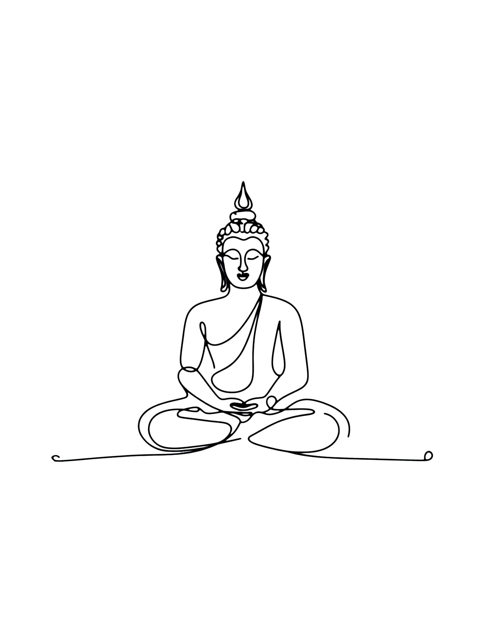 Buddha Line Art Printable - Minimalist Buddha Drawing - Instant ...