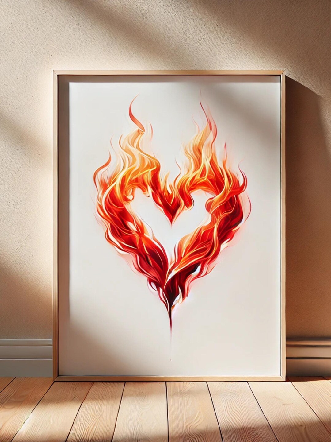 Twin Flame Heart Print - Fiery Love Wall Art, Spiritual Soulmate Decor ...