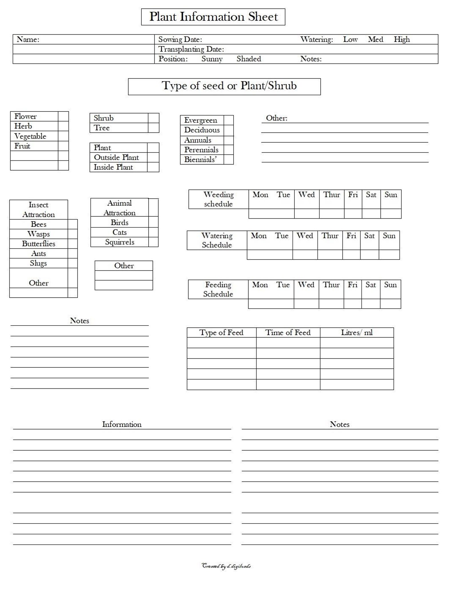 Plant Information Sheet: Garden Tracker (PDF) - Etsy