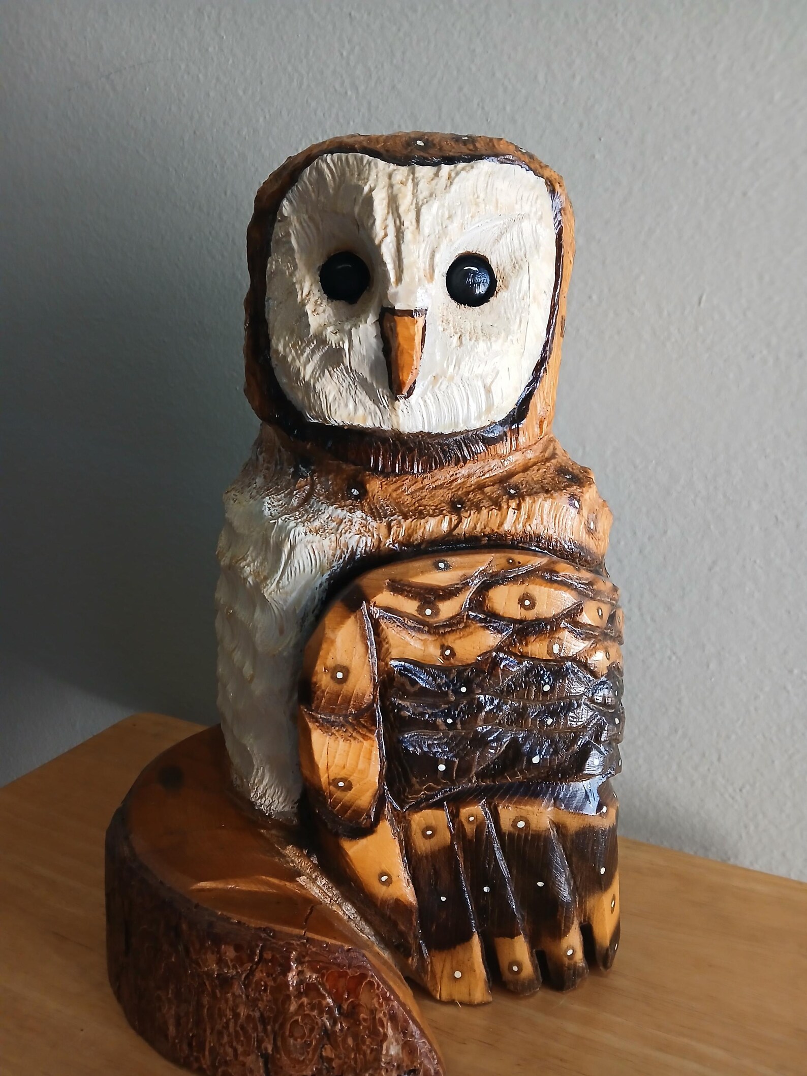 Chainsaw Carved Wooden Barn Owl Sculpture Artwork for Home Decor or ...