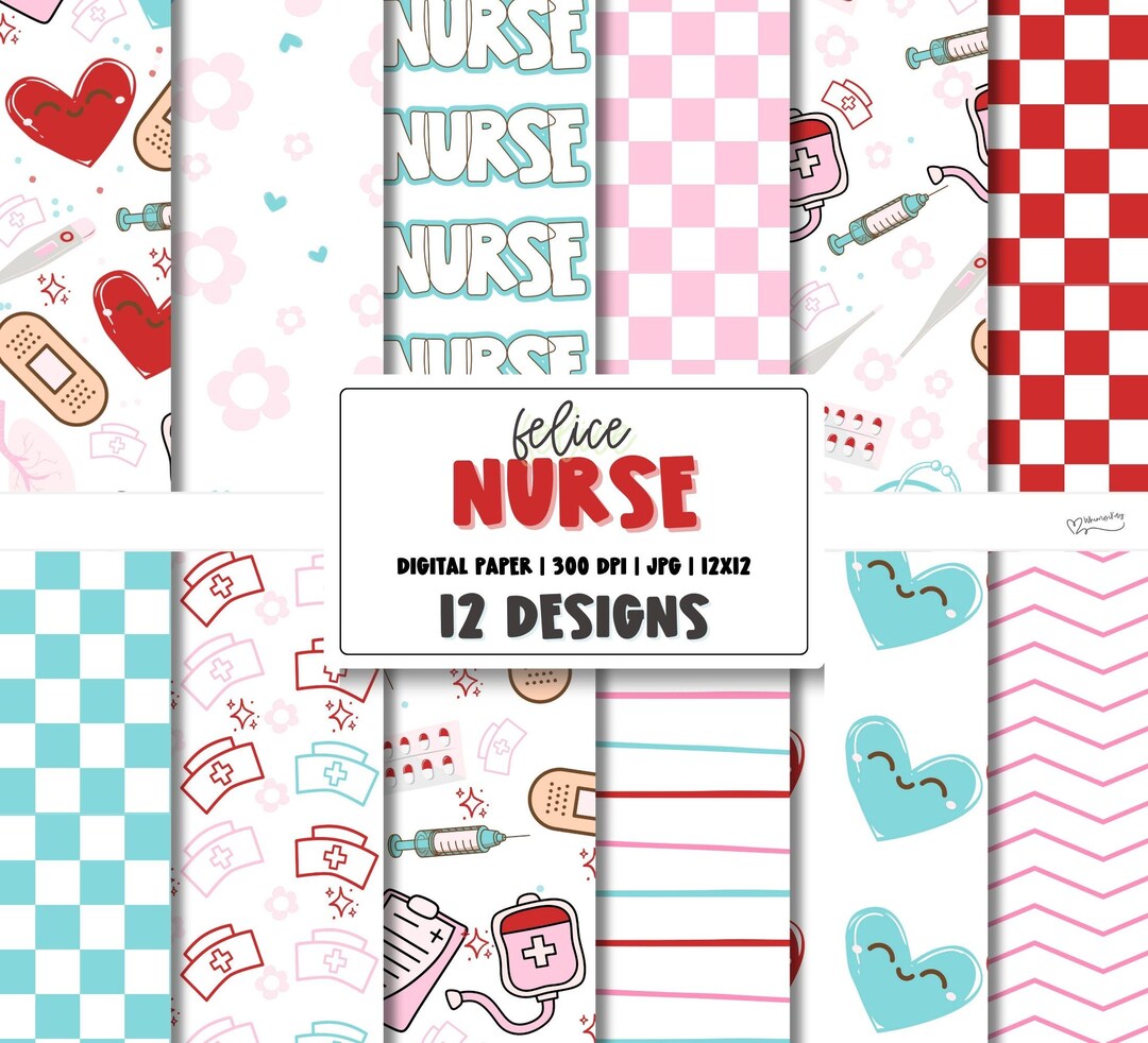 NURSE Appreciation Paper | Nurse Pattern | Nurse Retro Paper | Medical ...