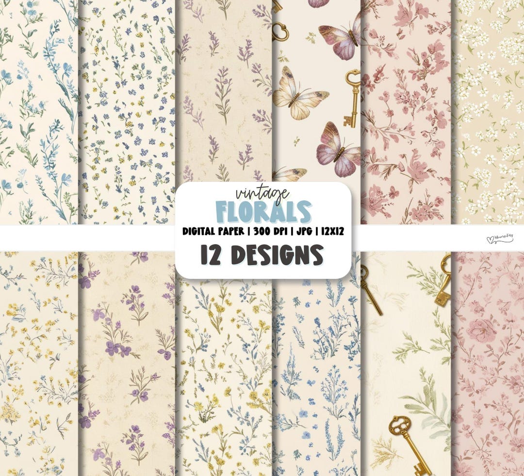 Cottagecore Florals | Vintage Floral Paper | Tiny Florals | Junk ...