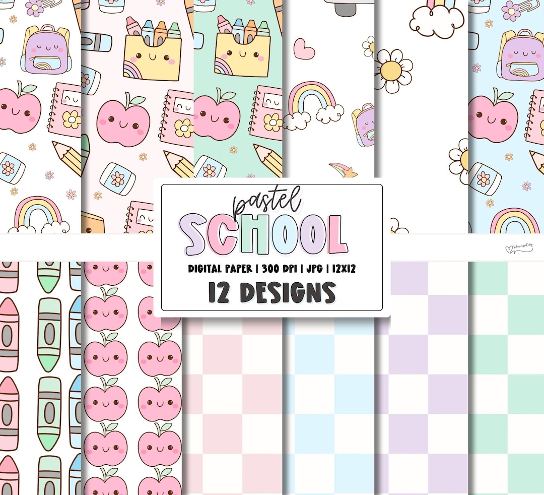 Pastel School | Back to School Seamless School Pattern | Pink School ...
