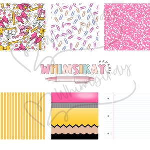 Pink School | Back to School Seamless Pattern | Girly Pink Pencil Paper ...