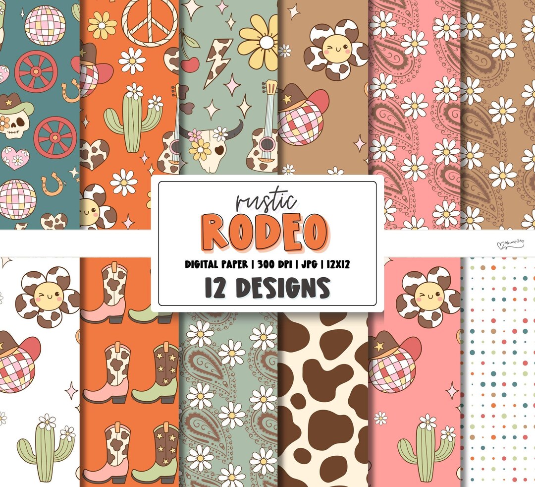 Rustic Rodeo Digital Paper Pack – Western Country Backgrounds, Burnt ...