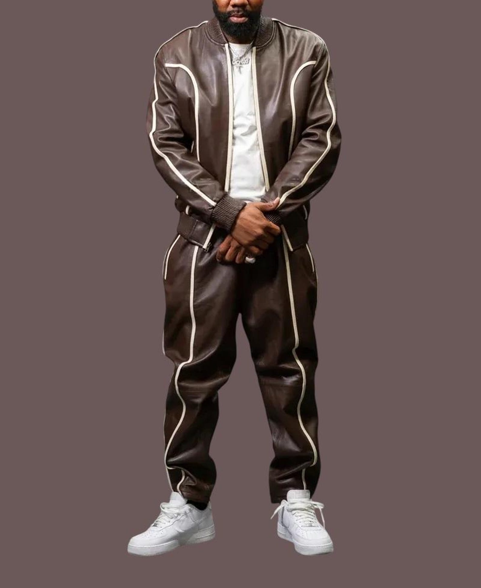 Mens Real Leather Tracksuit Gift for Friend Handmade Premium Leather ...