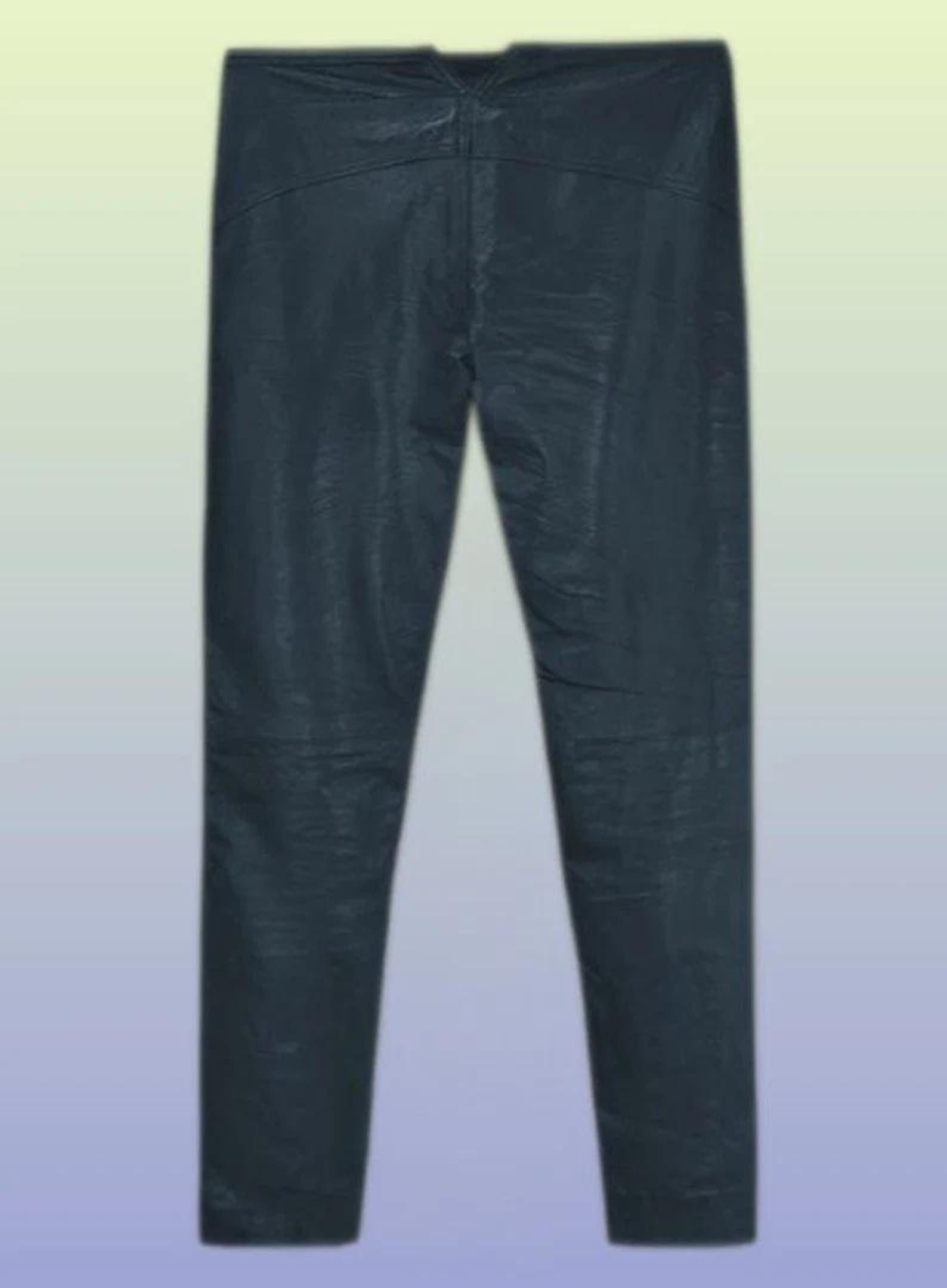 Mens Real Leather Pant Jim Morrison Style Waxed Distressed Blue ...