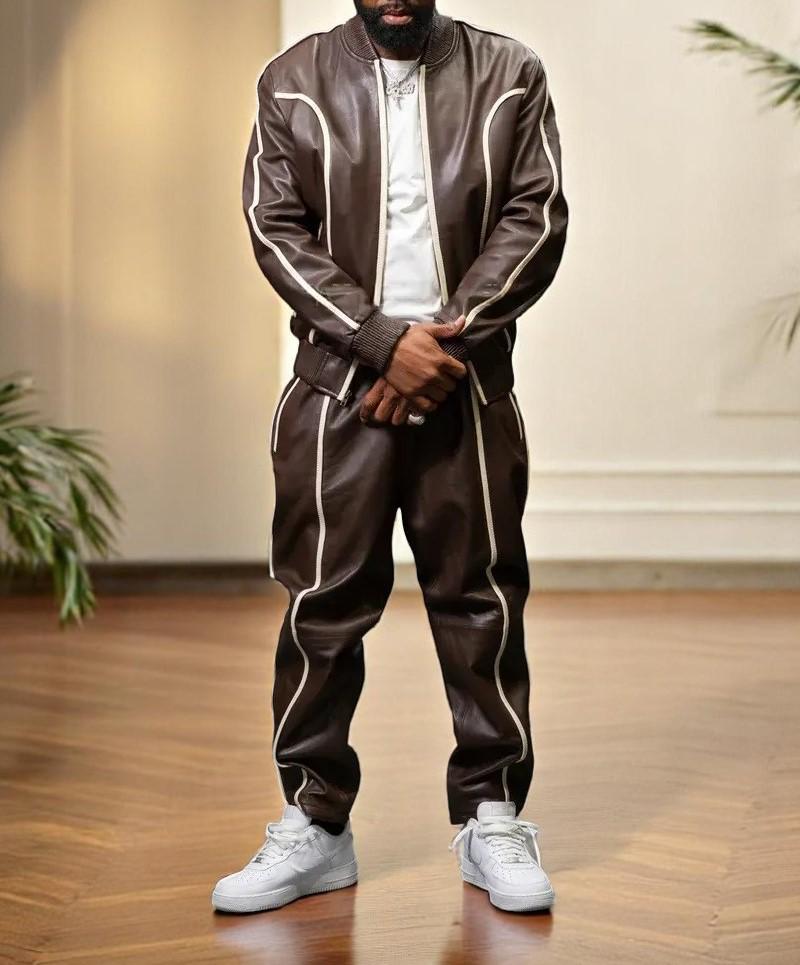 Mens Real Leather Tracksuit Gift for Friend Handmade Premium Leather ...
