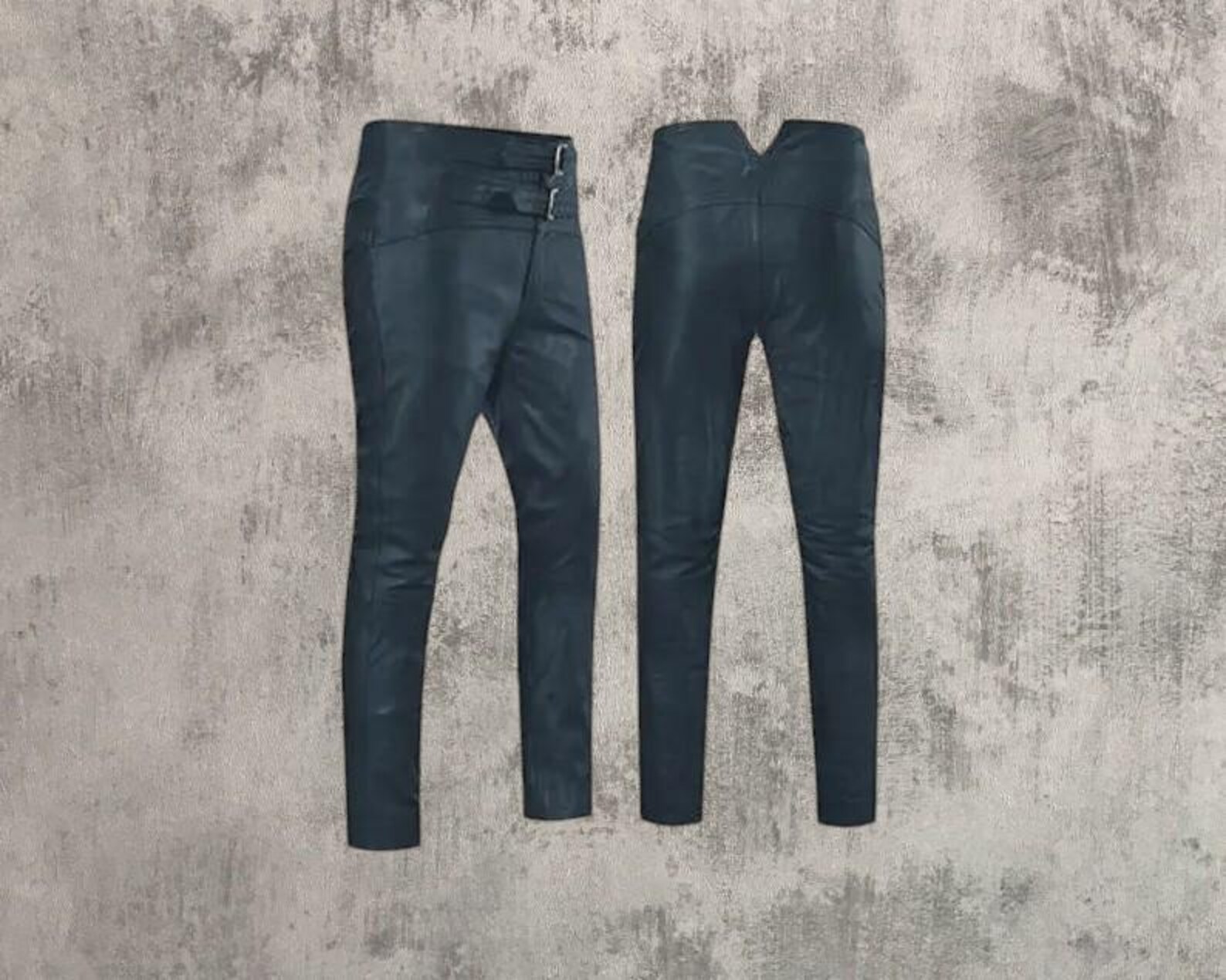 Mens Real Leather Pant Jim Morrison Style Waxed Distressed Blue ...