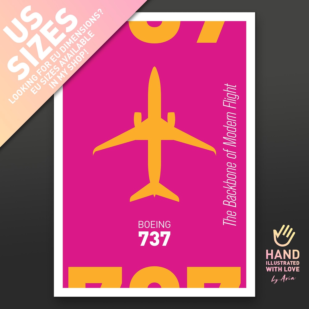 Boeing 737 Poster (US Sizes) | Classic Jet Aircraft Art | Minimal ...