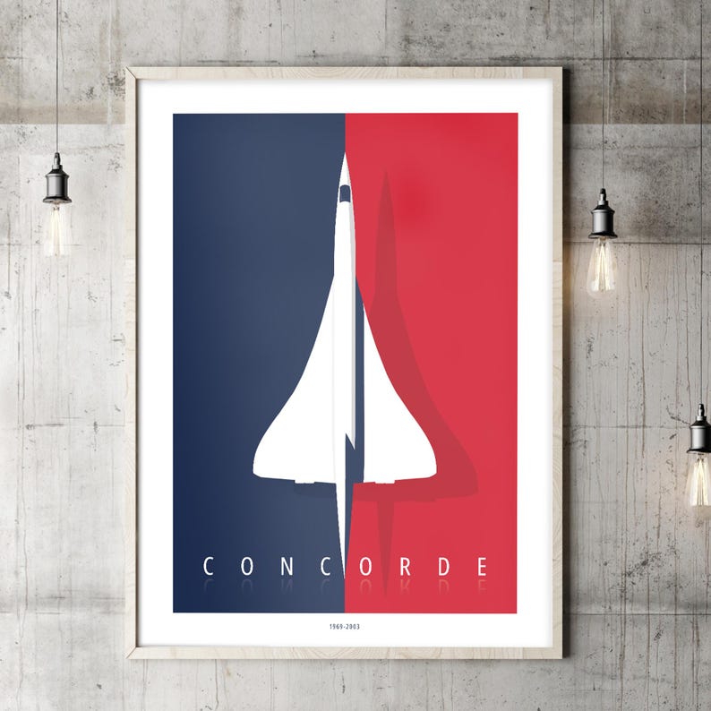 Concorde Poster – Supersonic Jet Wall Art | Minimalist Aviation Print ...