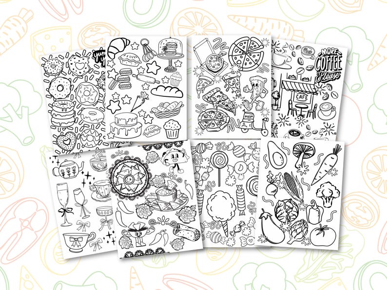 Cute Food Coloring Pages PDF | Kawaii Snack, Drink Coloring Book for ...