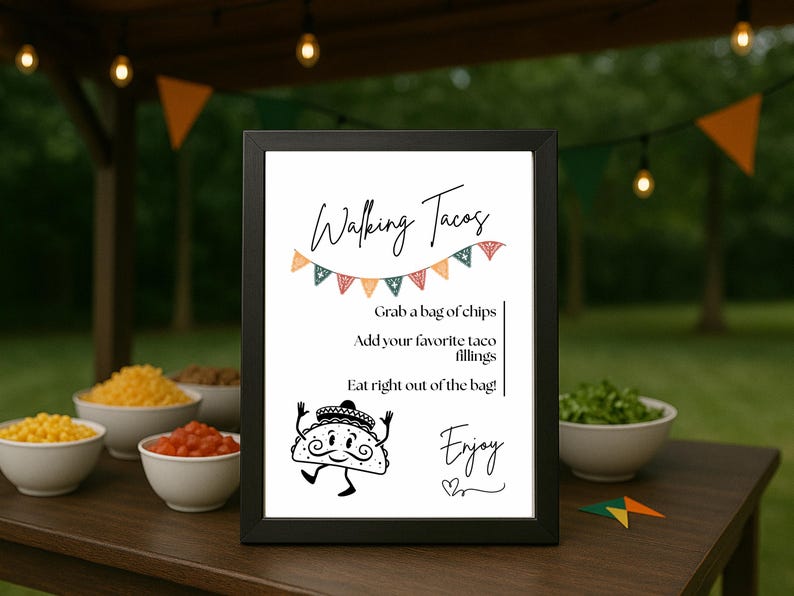 Walking Taco Bar Sign Printable - Taco Party Sign - Editable Canva ...