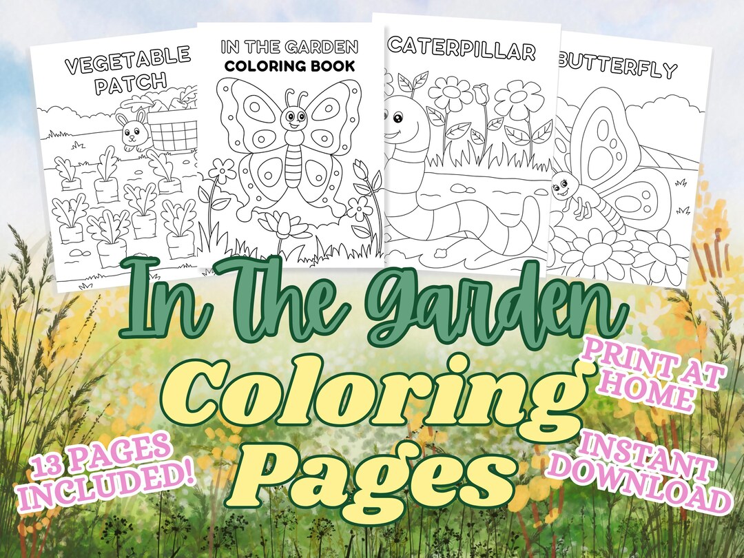 Garden Coloring Pages for Kids, Nature Animals PDF (digital Download ...