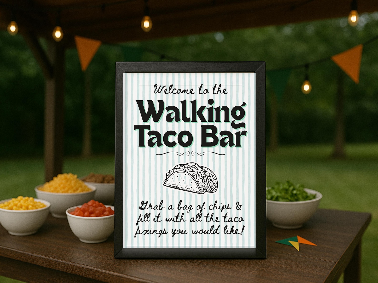 Walking Taco Bar Sign Printable - Taco Party Sign - Editable Canva ...