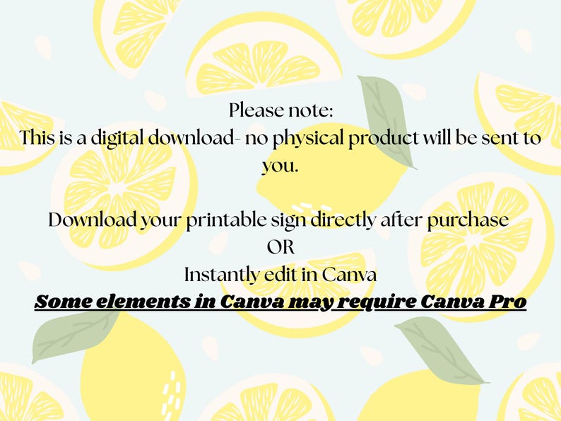 Lemonade Bar Sign Printable | Summer Party Decor (canva Template) - Etsy