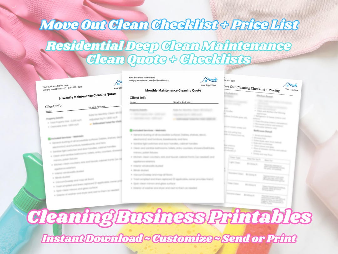 Cleaning Business Quote and Checklist Templates | Editable Canva PDF ...