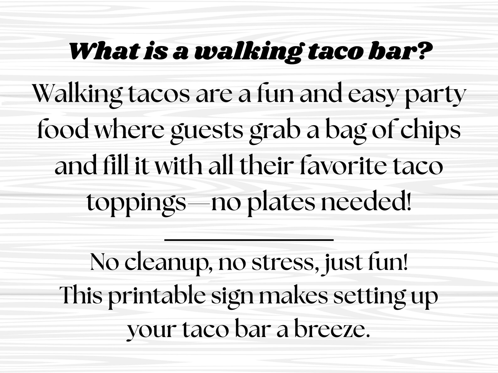 Walking Taco Bar Sign Printable - Taco Party Sign - Editable Canva ...