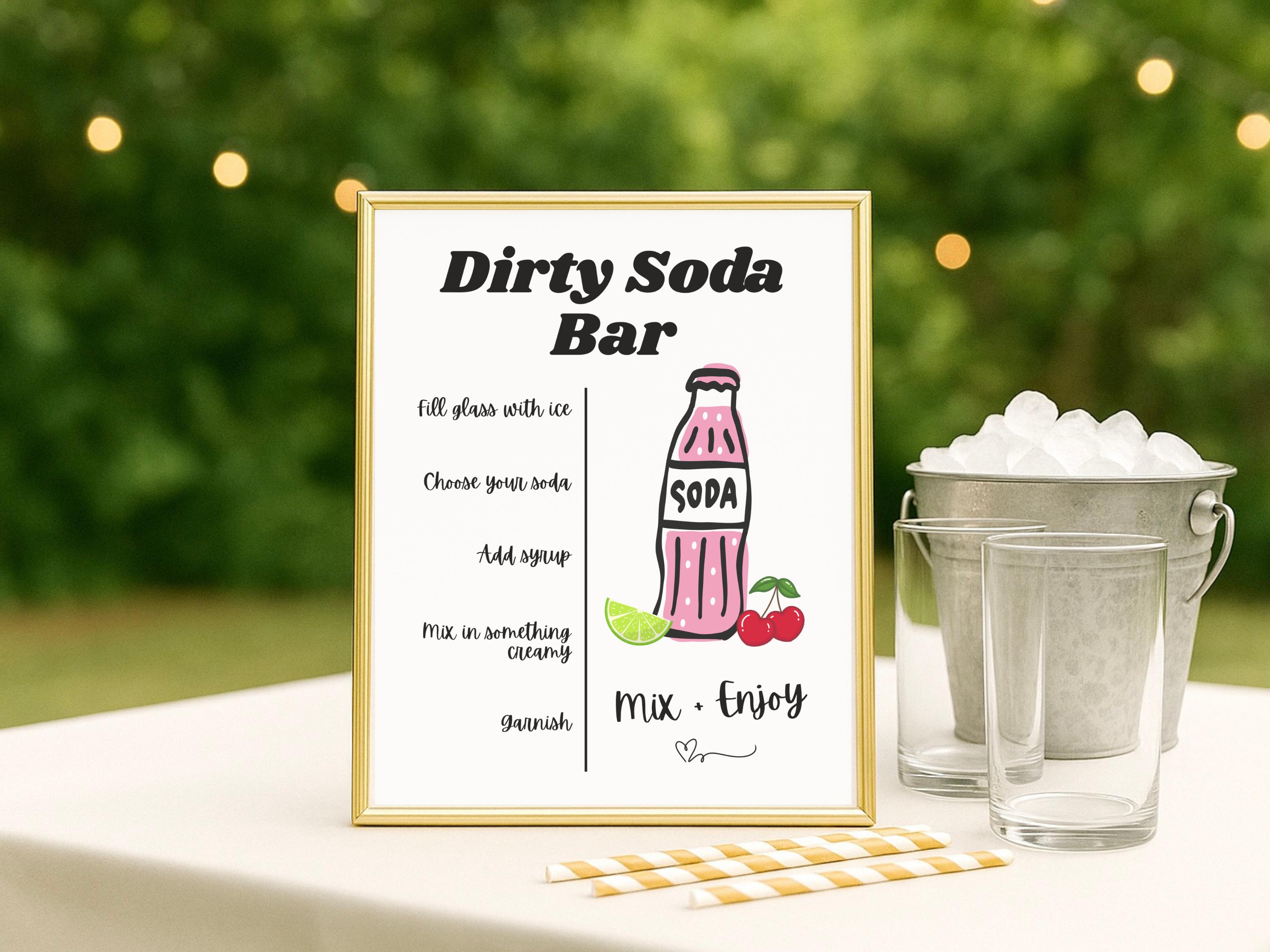 Dirty Soda Bar Sign Printable | Editable Party Decor (canva) - Etsy