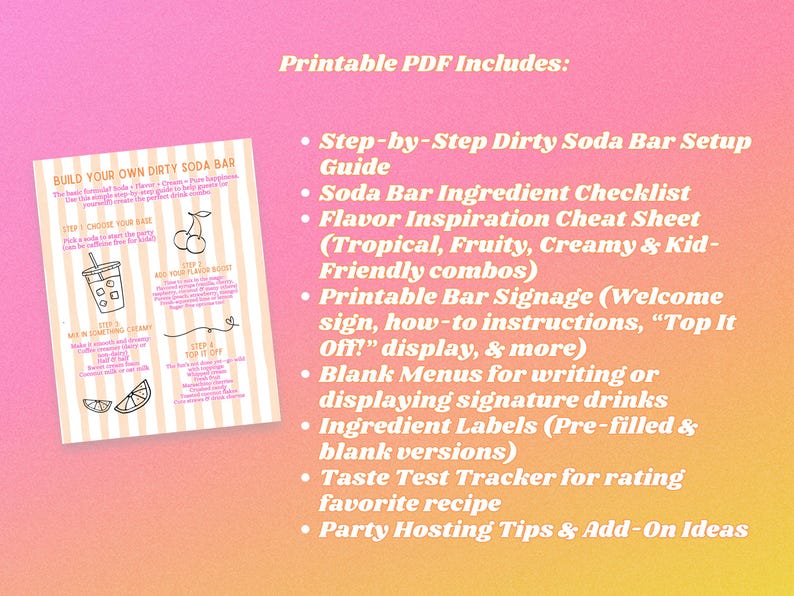 Dirty Soda Starter Pack | Printable DIY Soda Bar Kit + Canva Templates ...