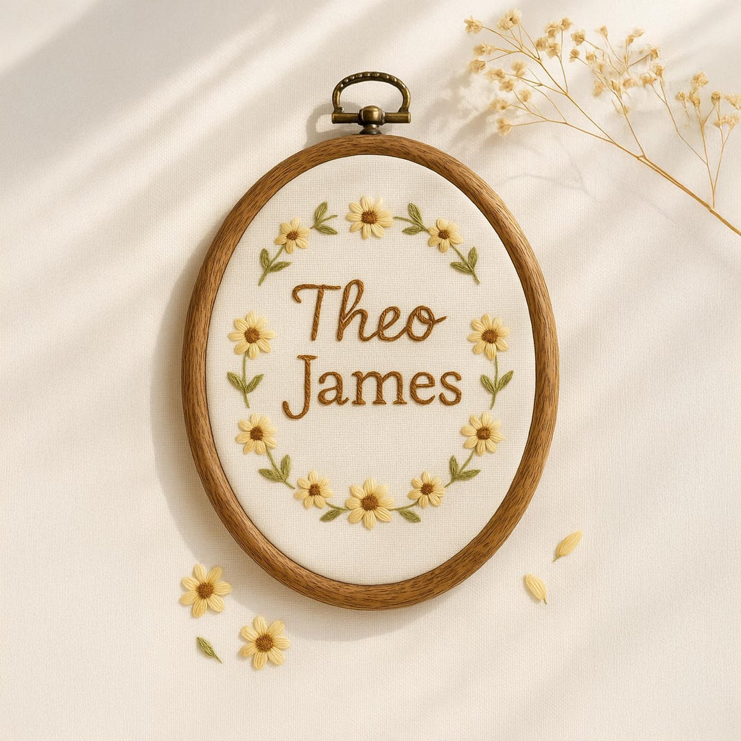 Custom Embroidered Baby Name Sign, Floral Nursery Hoops for Baby ...