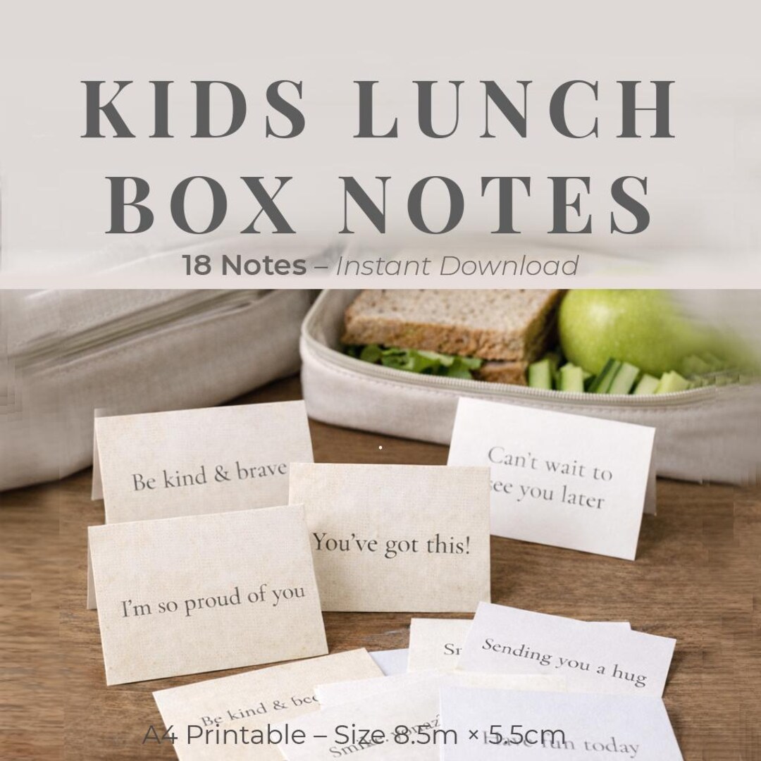 Kids Lunch Box Notes, Encouragement Cards, Printable Positive Messages ...