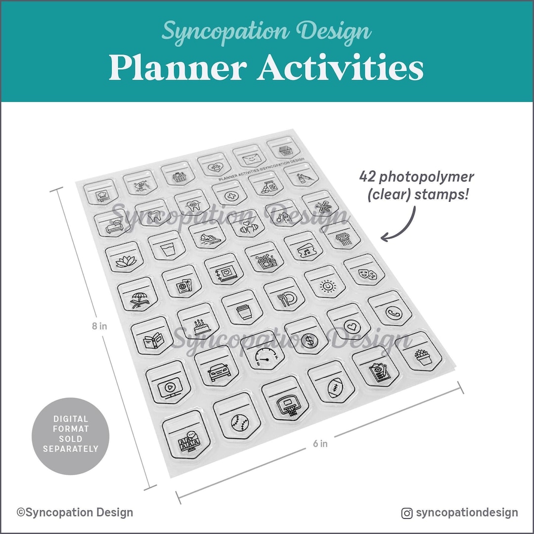 Clear Stamp Set | Planner Activities (6x8) : 42 Stamps for Planners ...