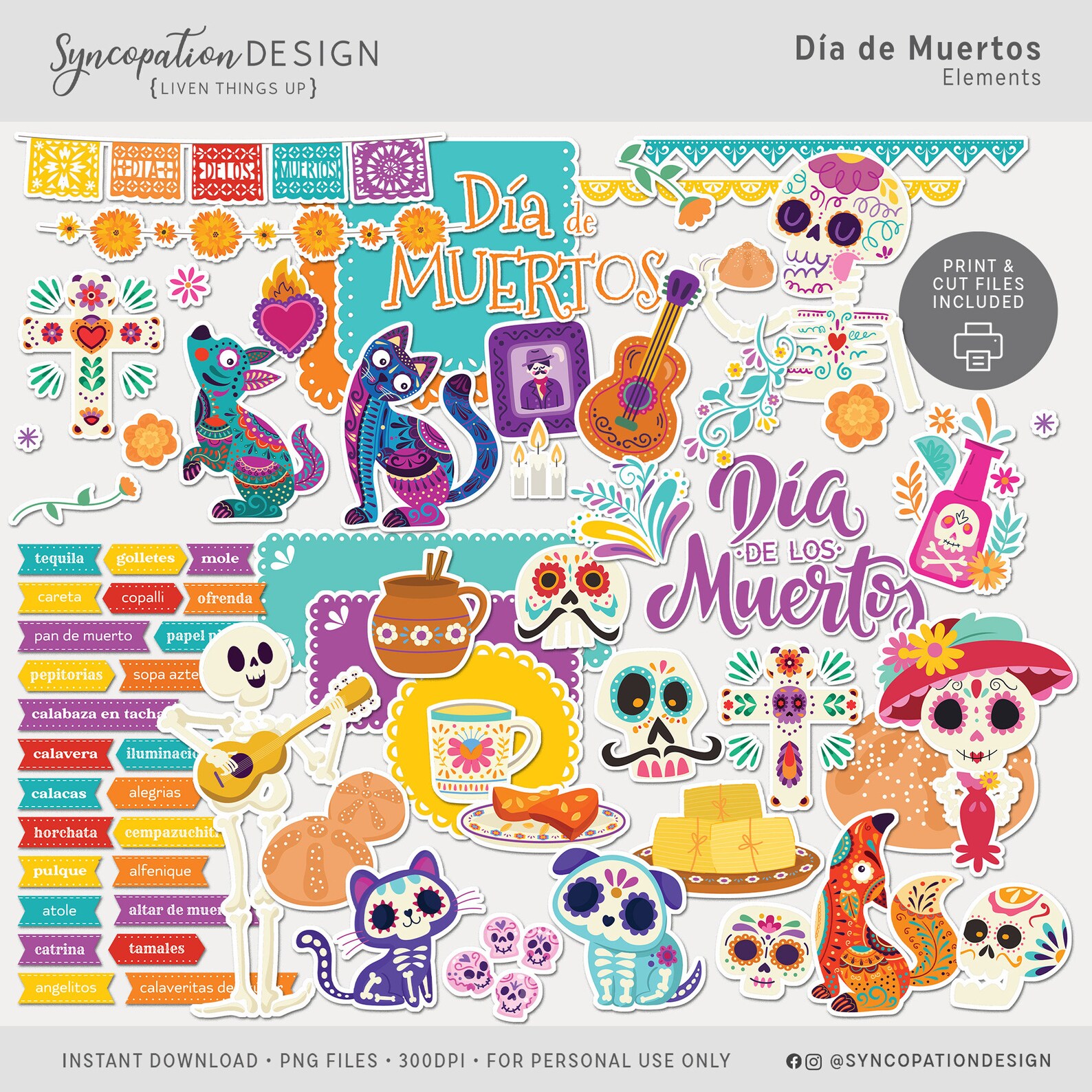 Bundle | Día De Muertos : Day of the Dead Digital Scrapbooking Kit ...