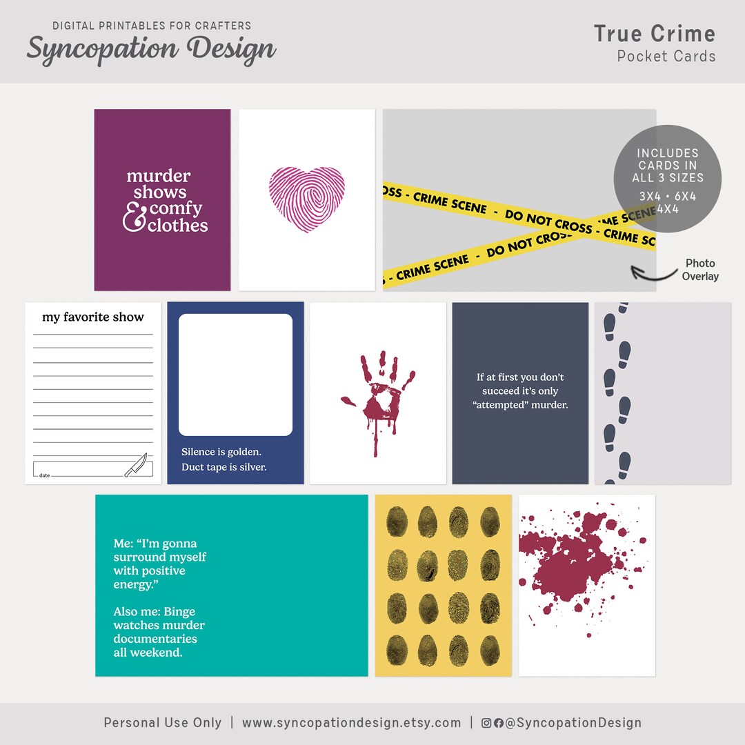 Pocket Cards True Crime : Digital Scrapbooking Project Life Pocket ...