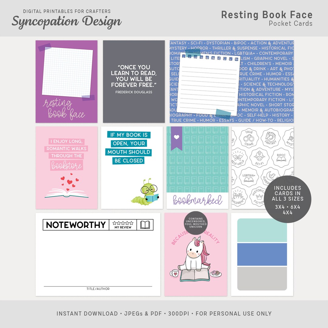 Pocket Cards Resting Book Face : for Pocket Scrapbooking Journal Cards ...