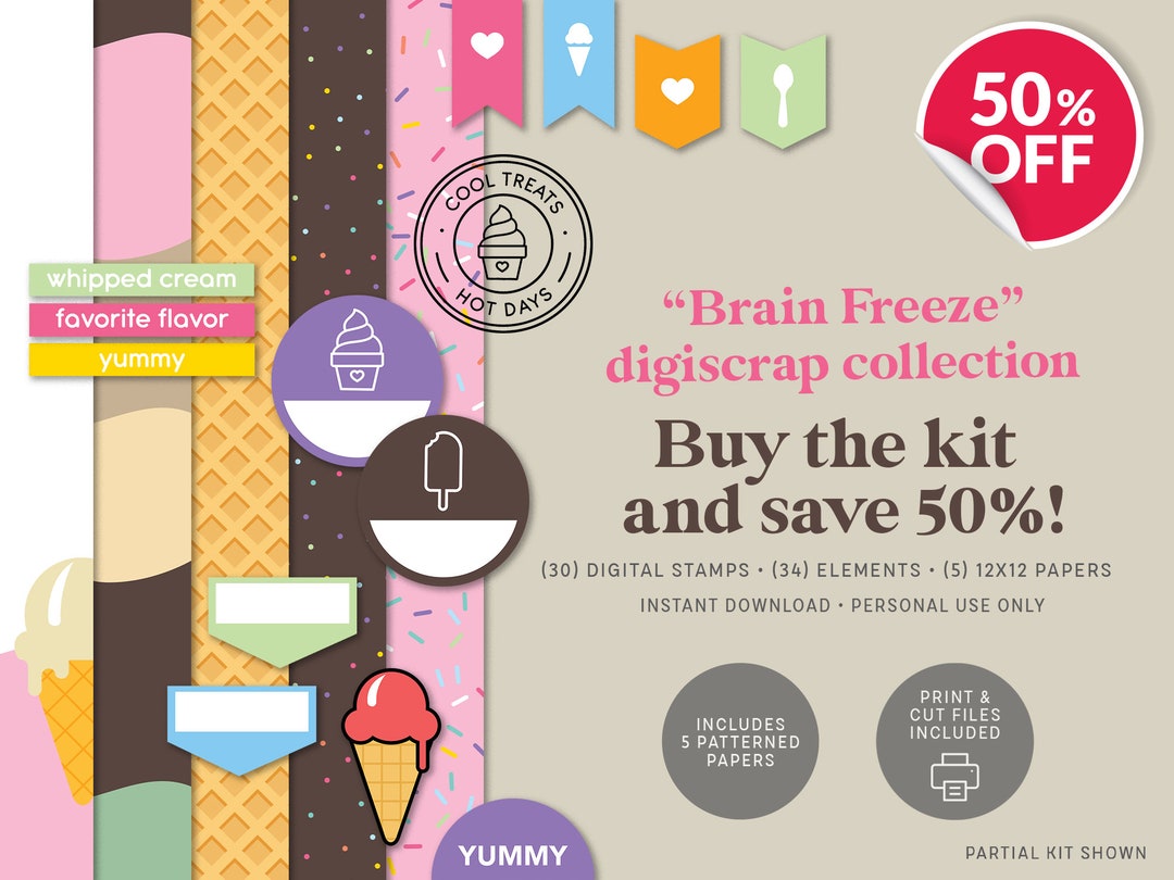 Mini Kit | Brain Freeze : Digital Scrapbooking - Elements • Stamps ...