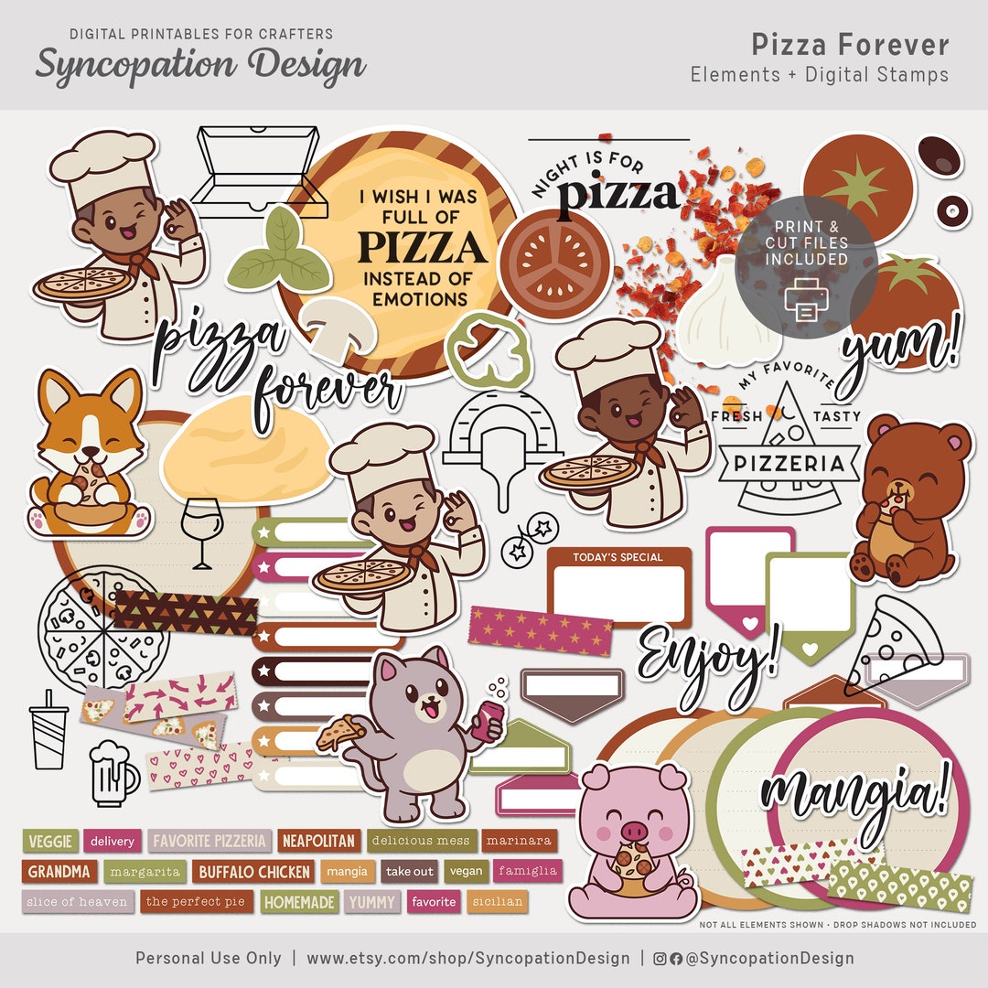 Elements + Digi Stamps | Pizza Forever : Digital Scrapbooking • Journal ...