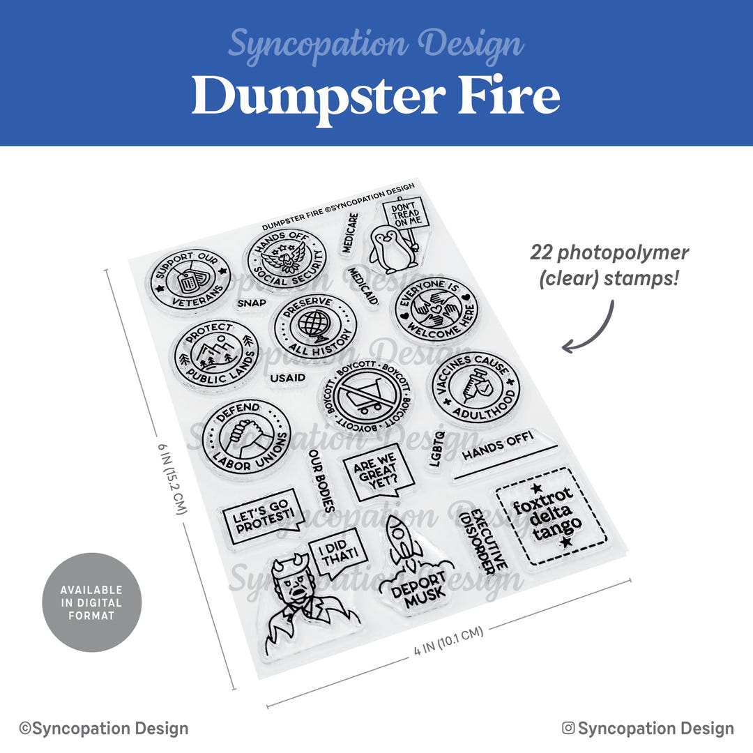 Clear Stamp Set | Dumpster Fire (4x6) : 22 Stamps for Scrapbooks ...