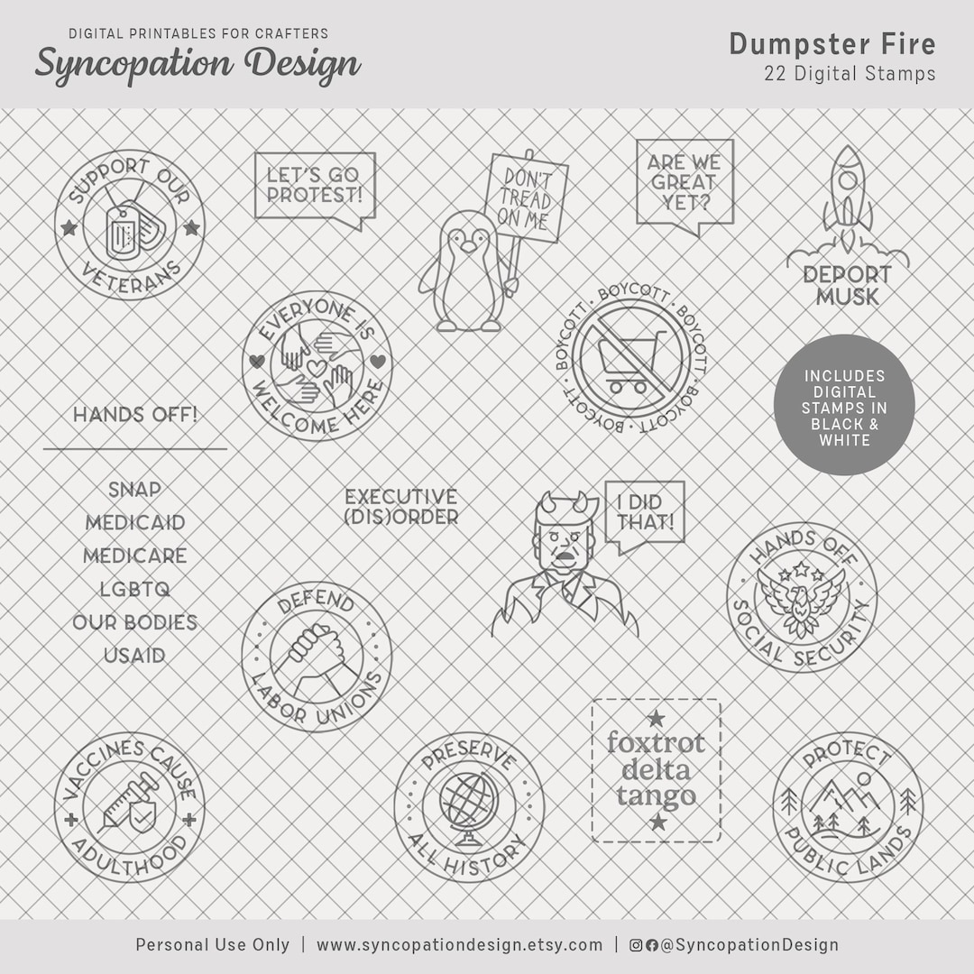 Digital Stamps | Dumpster Fire : Digital Scrapbooking • 22 Stamps for ...